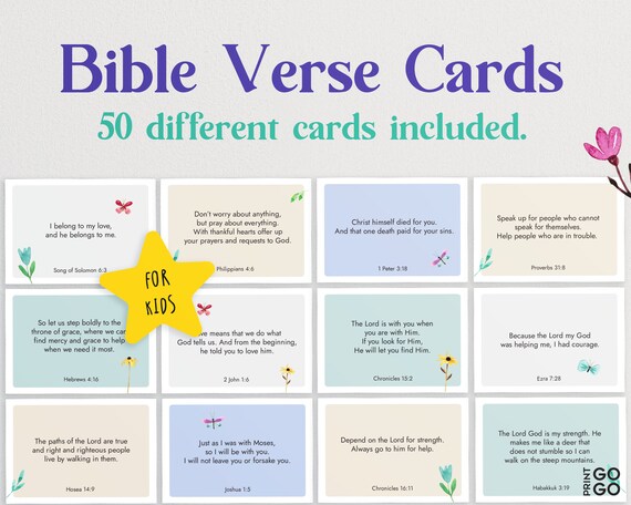 50 Bible Verse Cards Bible Memory Cards Scripture Cards - Etsy