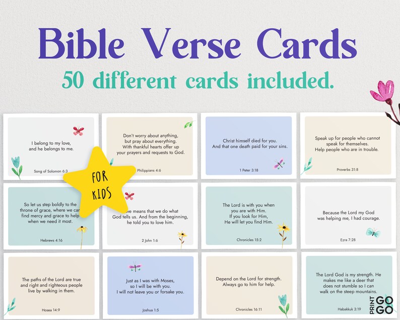 50 Bible Verse Cards Bible Memory Cards Scripture Cards - Etsy UK