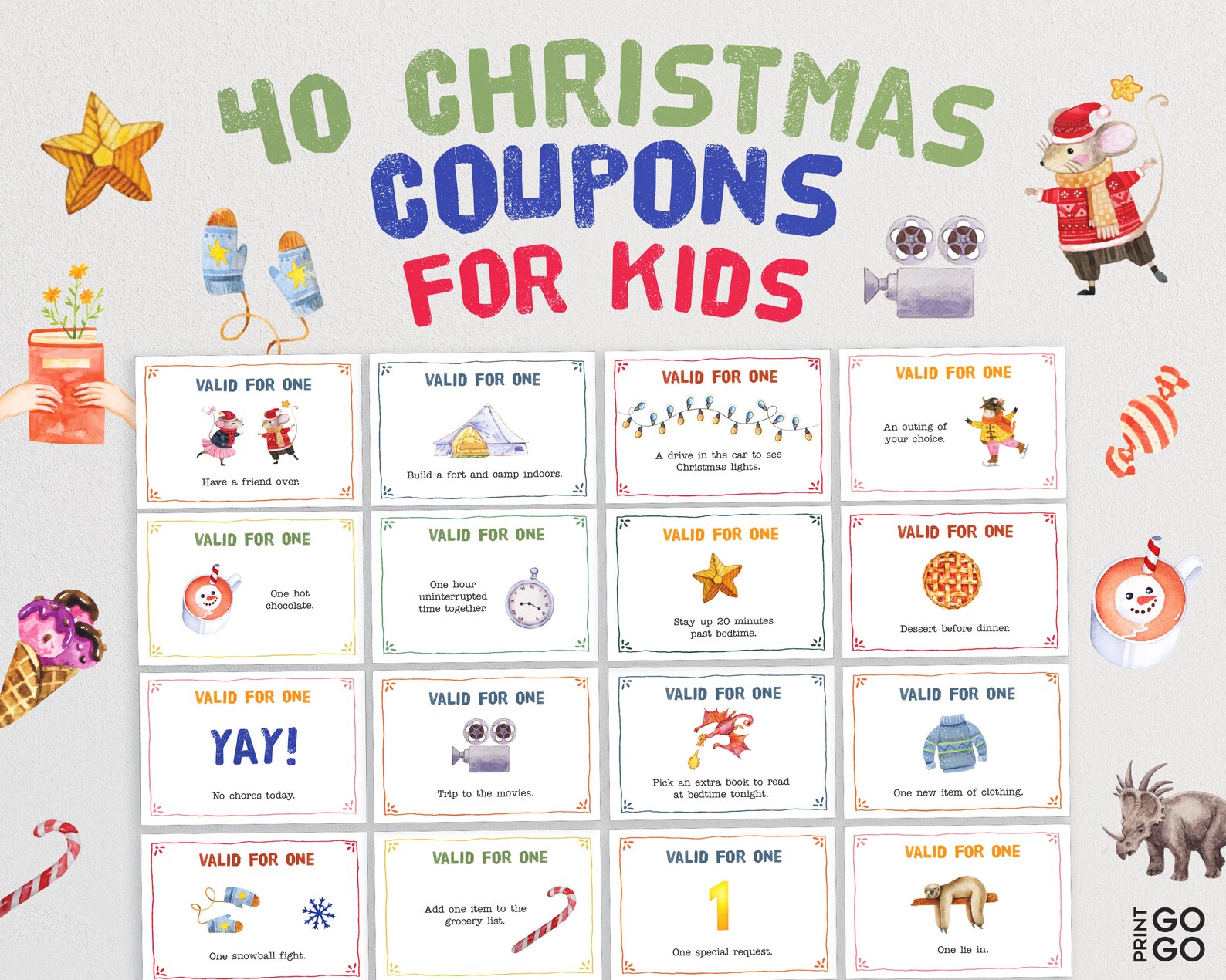 40 Christmas Coupons for Kids Stocking Stuffer Gift - Etsy