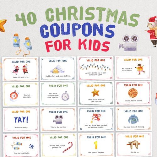 40 Christmas Coupons for Kids Stocking Stuffer Gift - Etsy