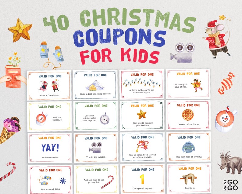 40 Christmas Coupons for Kids Stocking Stuffer Gift - Etsy