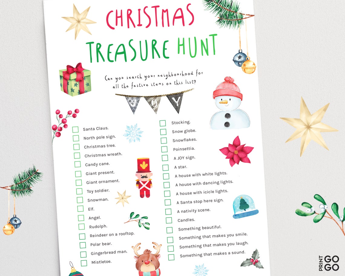 Christmas Treasure Hunt for Kids Outdoor Scavenger Hunt Game | Etsy