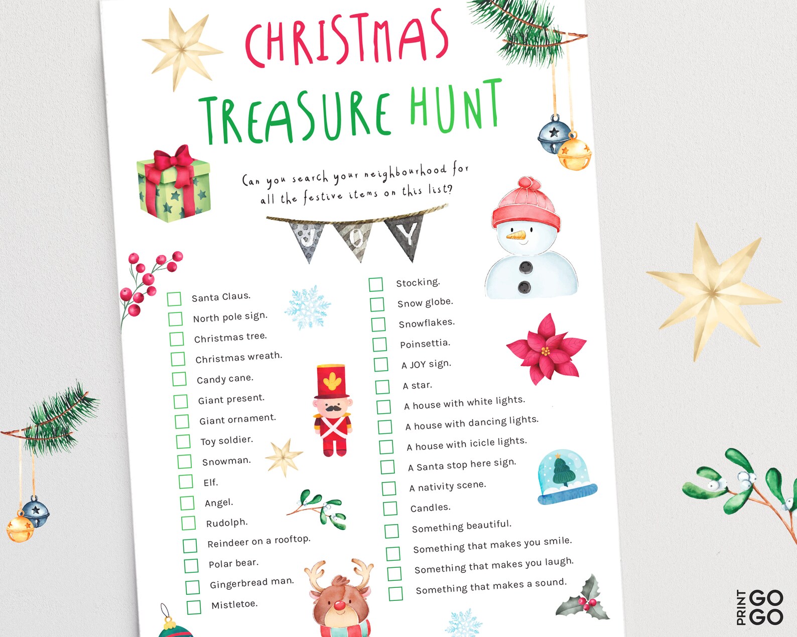 Christmas Treasure Hunt for Kids Outdoor Scavenger Hunt Game | Etsy