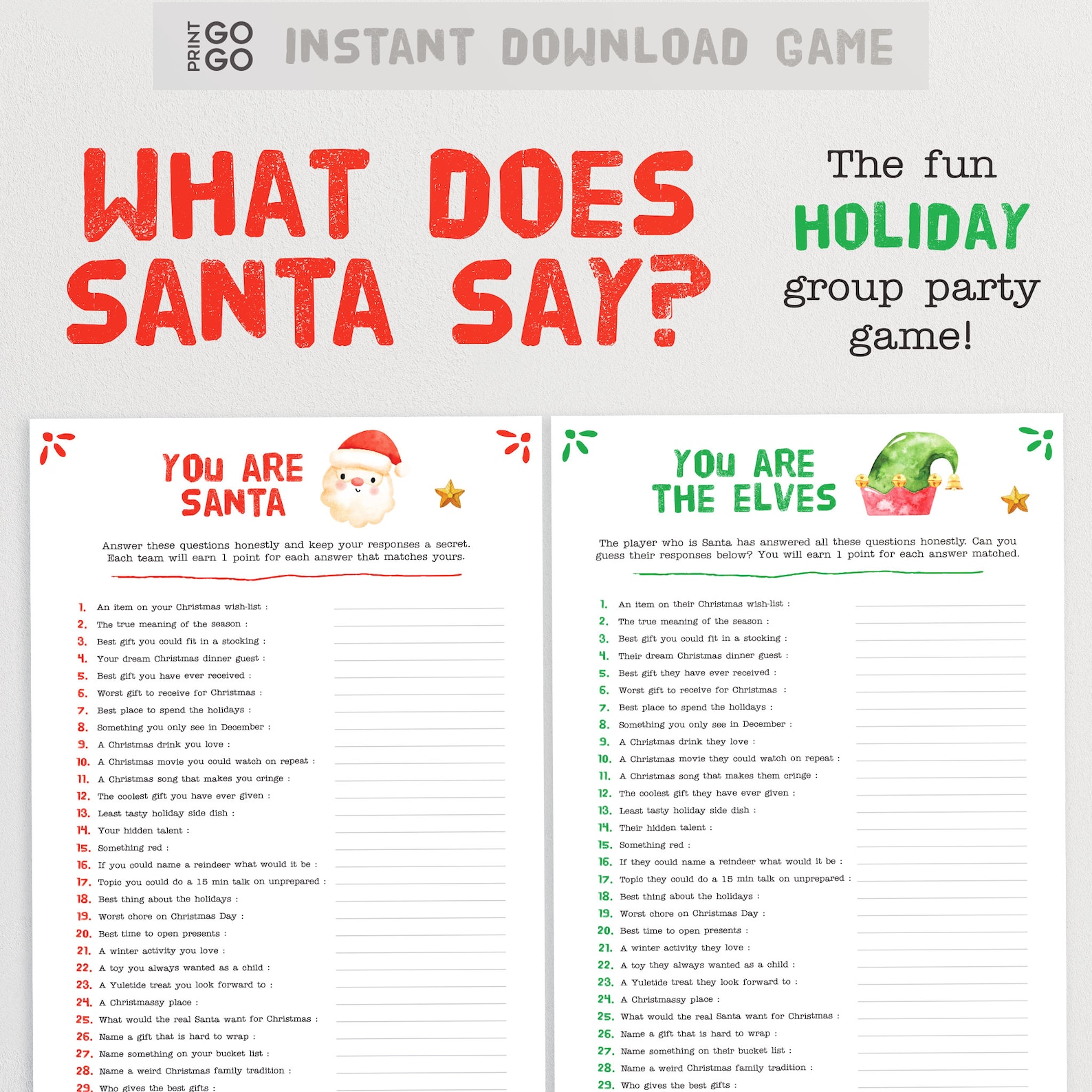 What Does Santa Say This Holiday Play the Fun Group Party - Etsy