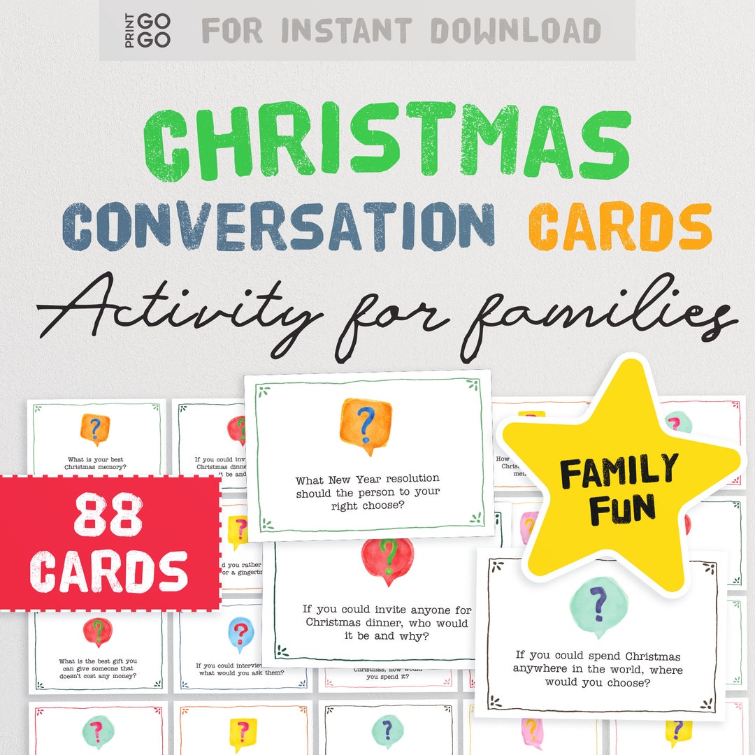 88 Christmas Conversation Cards | Family Dinner Conversation Starters ...