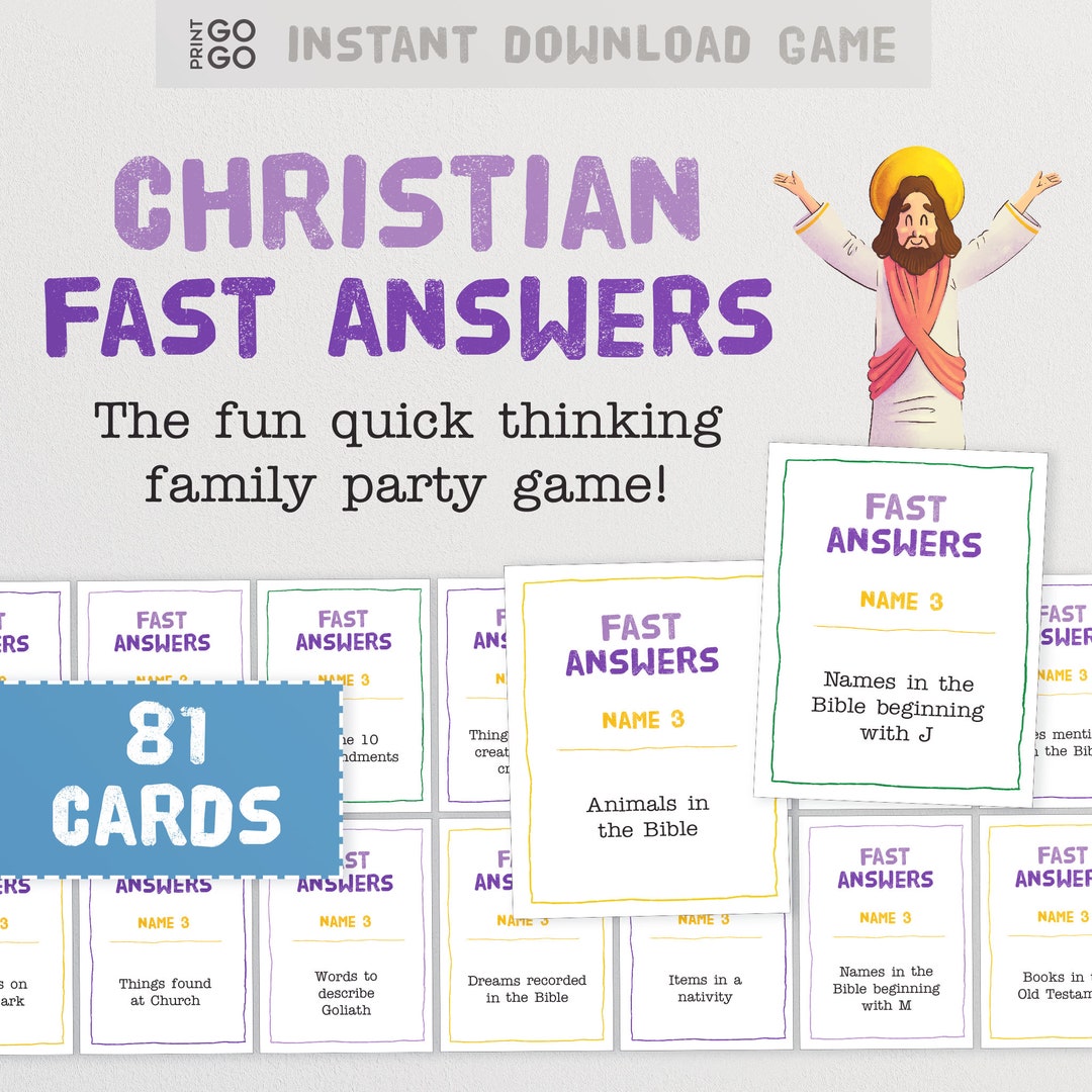 Christian Fast Answers - the Fun Quick Thinking Group Party Game ...