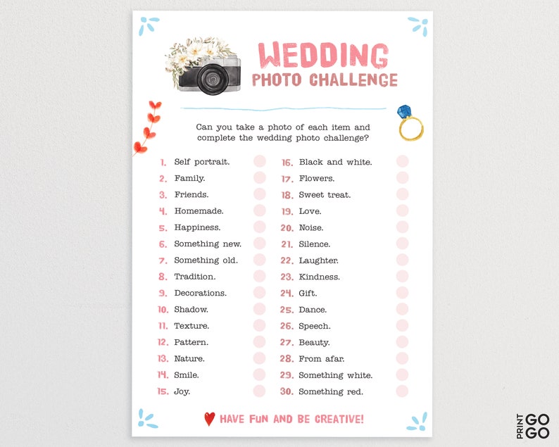 Wedding Photo Challenge for Kids | Wedding Table Games | Wedding Games ...