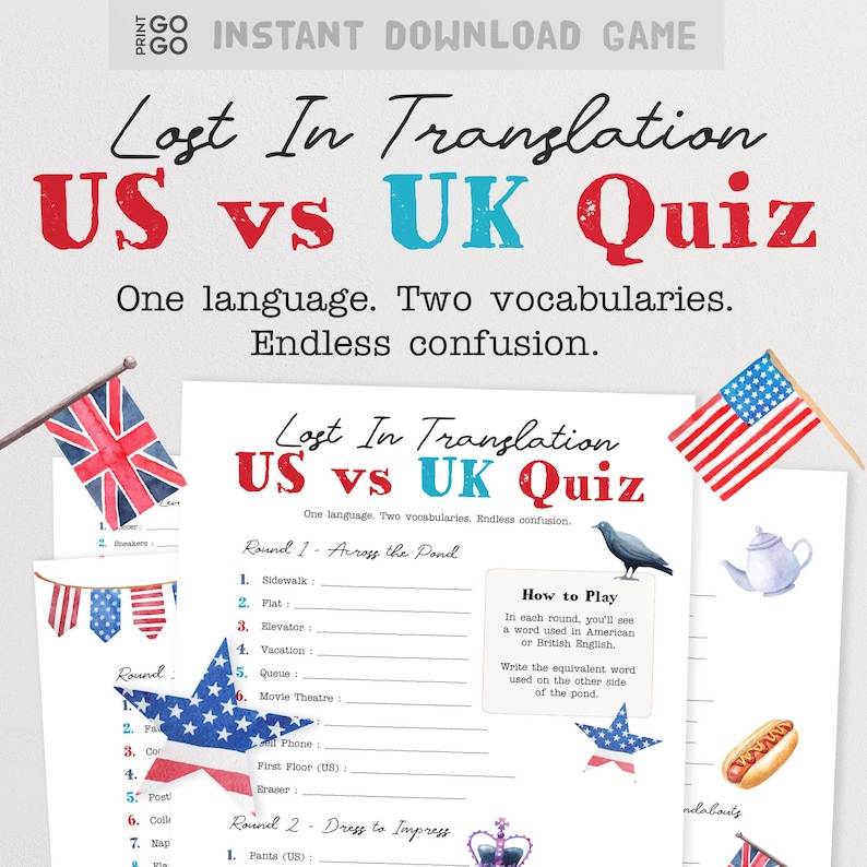 Lost in Translation – A Fun US Vs UK Quiz of Words (digital Download ...