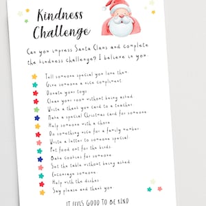 Christmas Kindness Challenge Be Kind Game for Kids Elf - Etsy