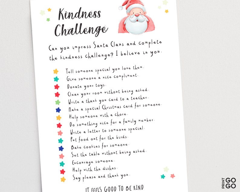 Christmas Kindness Challenge Be Kind Game for Kids Elf - Etsy