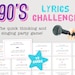 Songs Lyrics Challenge Game - the Quick Thinking and Singing Family ...