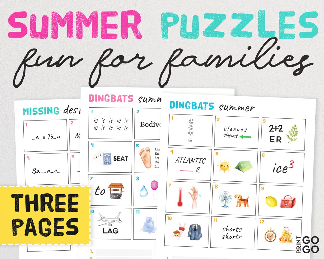 Summer Picture Quiz Puzzles the Fun Guess the Phrase Game - Etsy