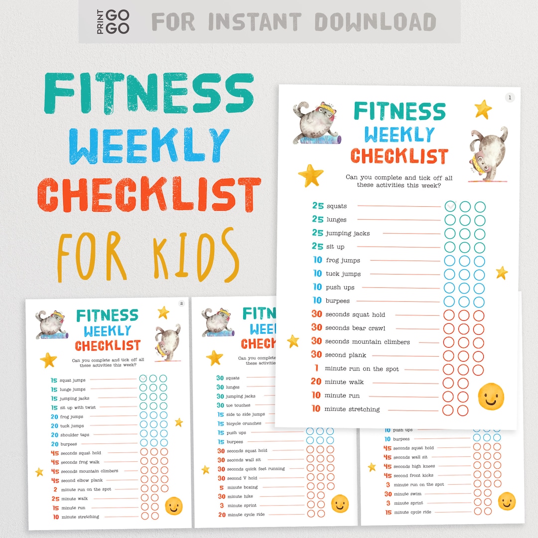 Fitness Activity Checklist - Weekly Exercises to Get Kids Moving | Kids ...