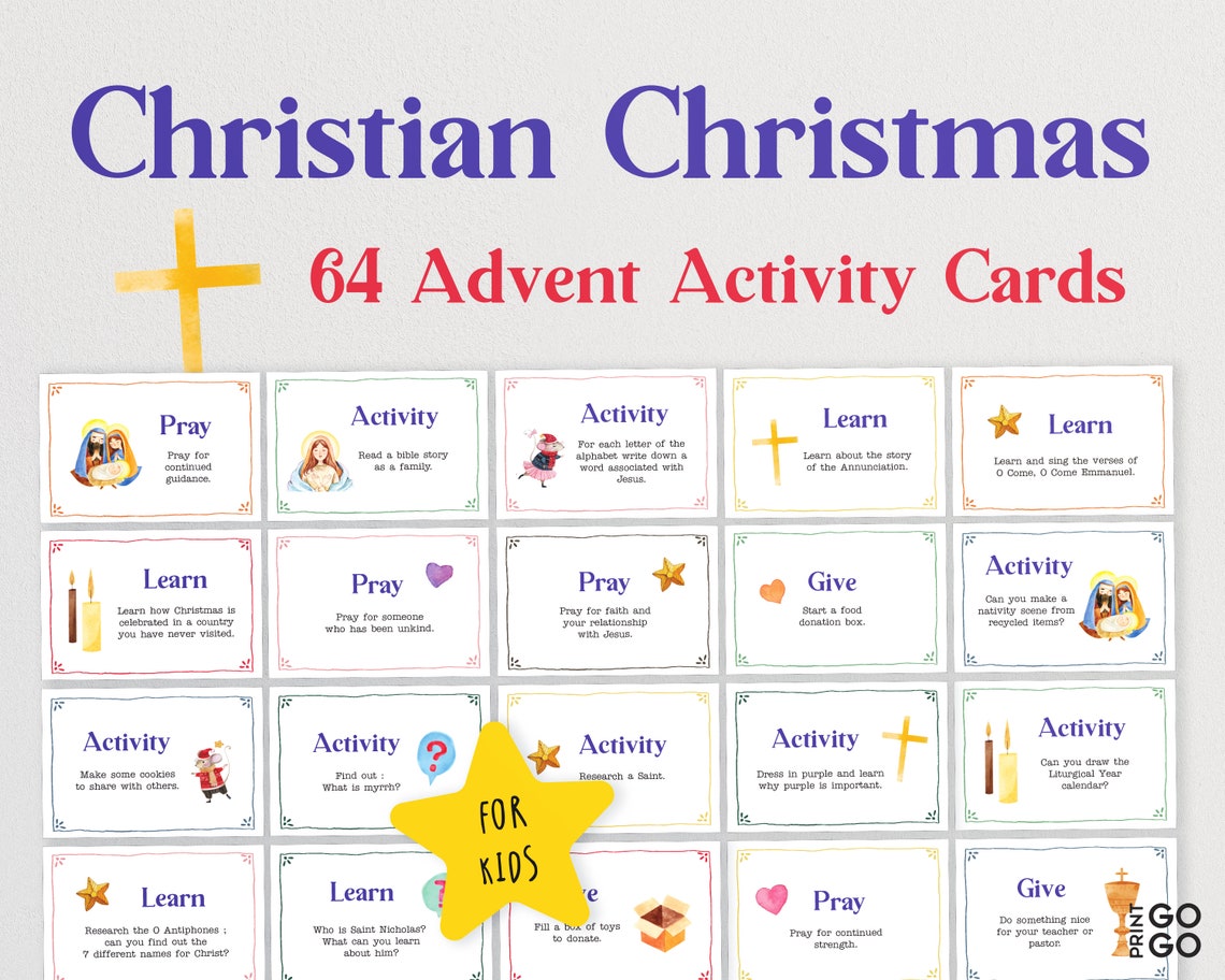 64 Advent Activity Cards Advent Activities for Children - Etsy