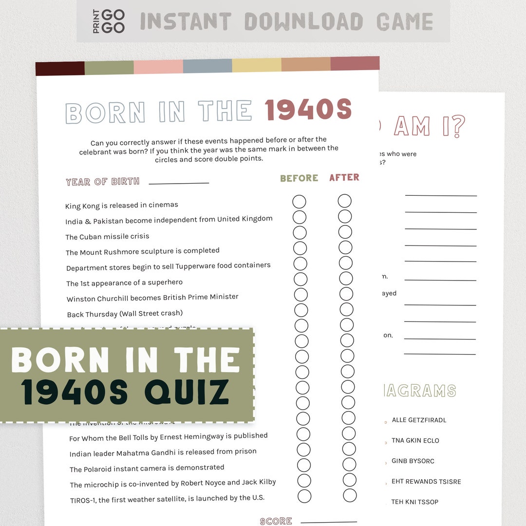 Born in 1940s - 80th Birthday Quiz | 1940s Trivia Quiz | Born in the ...