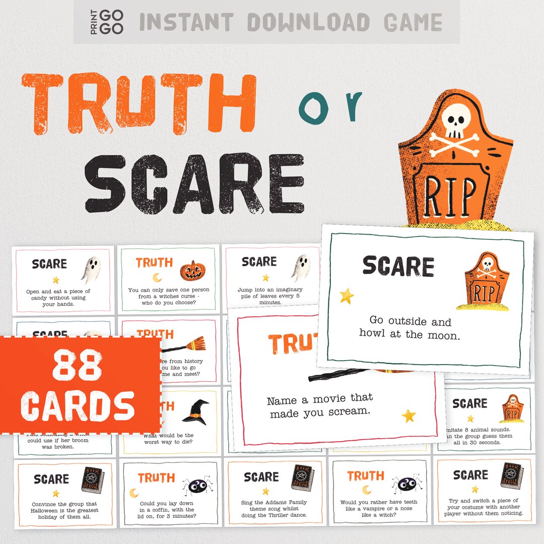Halloween Truth or Scare Cards - the Fun Halloween Party Game for Kids ...