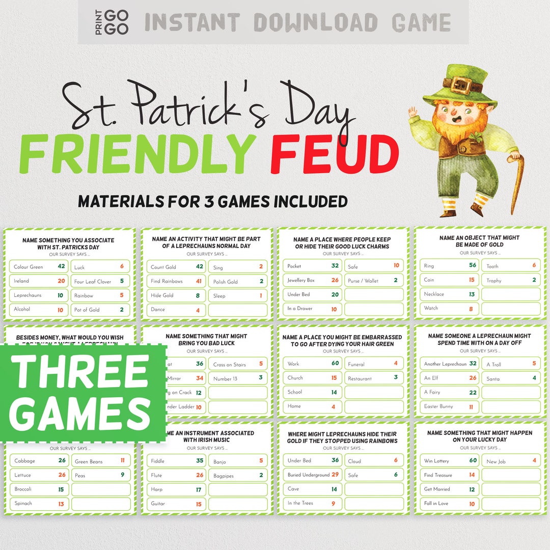 St. Patrick's Day Friendly Feud Game - the Hilarious Party Game of ...