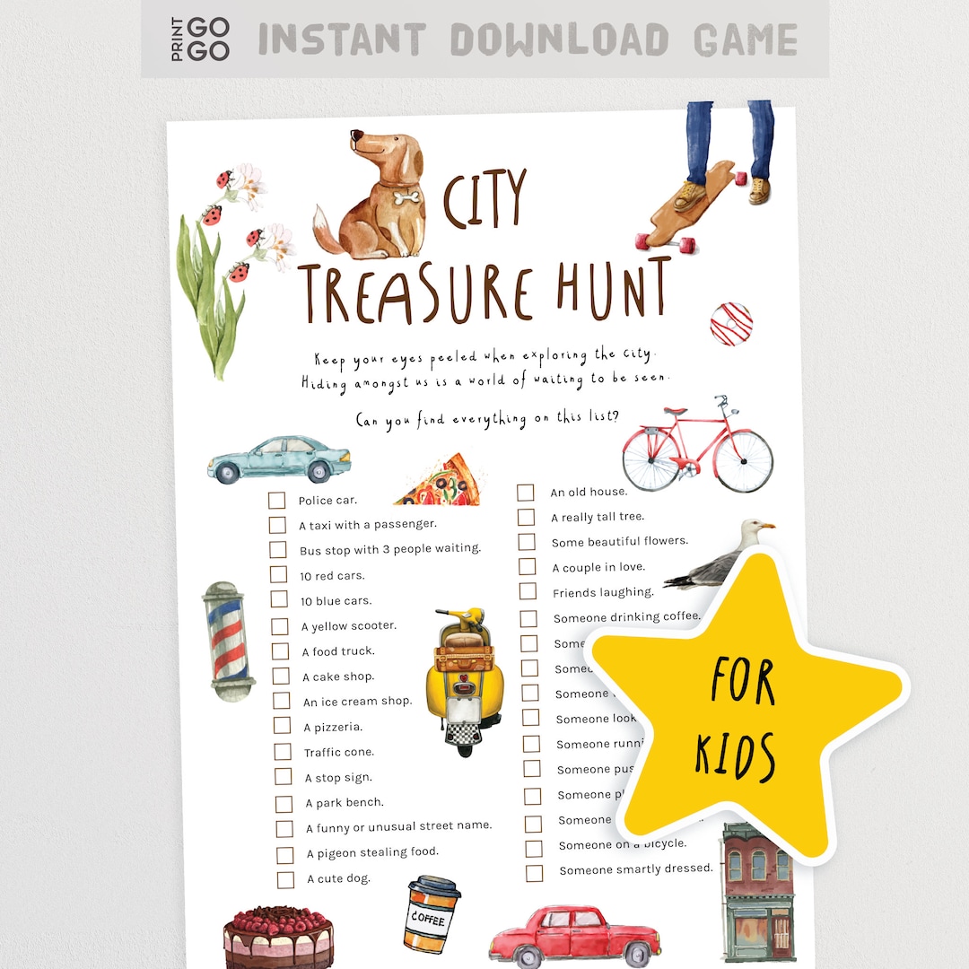City Treasure Hunt for Kids | Outdoor Scavenger Hunt Game | I Spy ...