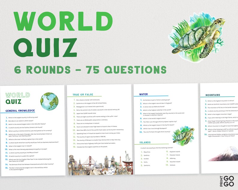 World Quiz World Trivia Night Pub Quiz Night Geography - Etsy UK