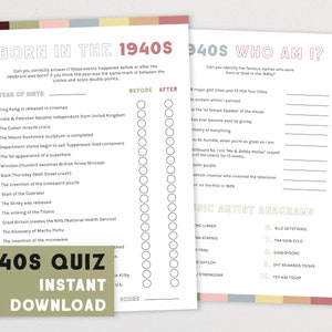 Born in 1940s 80th Birthday Quiz 1940s Trivia Quiz Born - Etsy UK