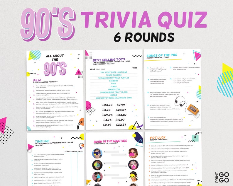 1990s Trivia Quiz Born in the 90s Pub Quiz General - Etsy UK