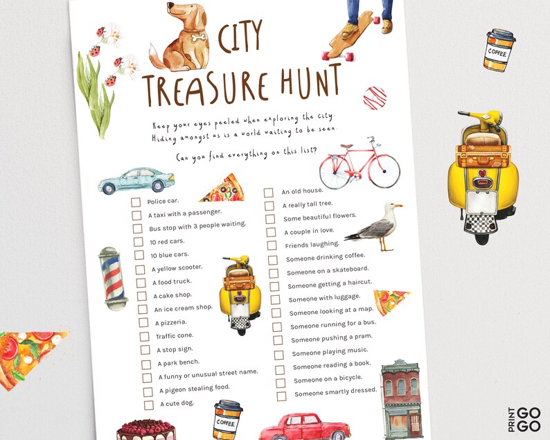 City Treasure Hunt for Kids Outdoor Scavenger Hunt Game I | Etsy