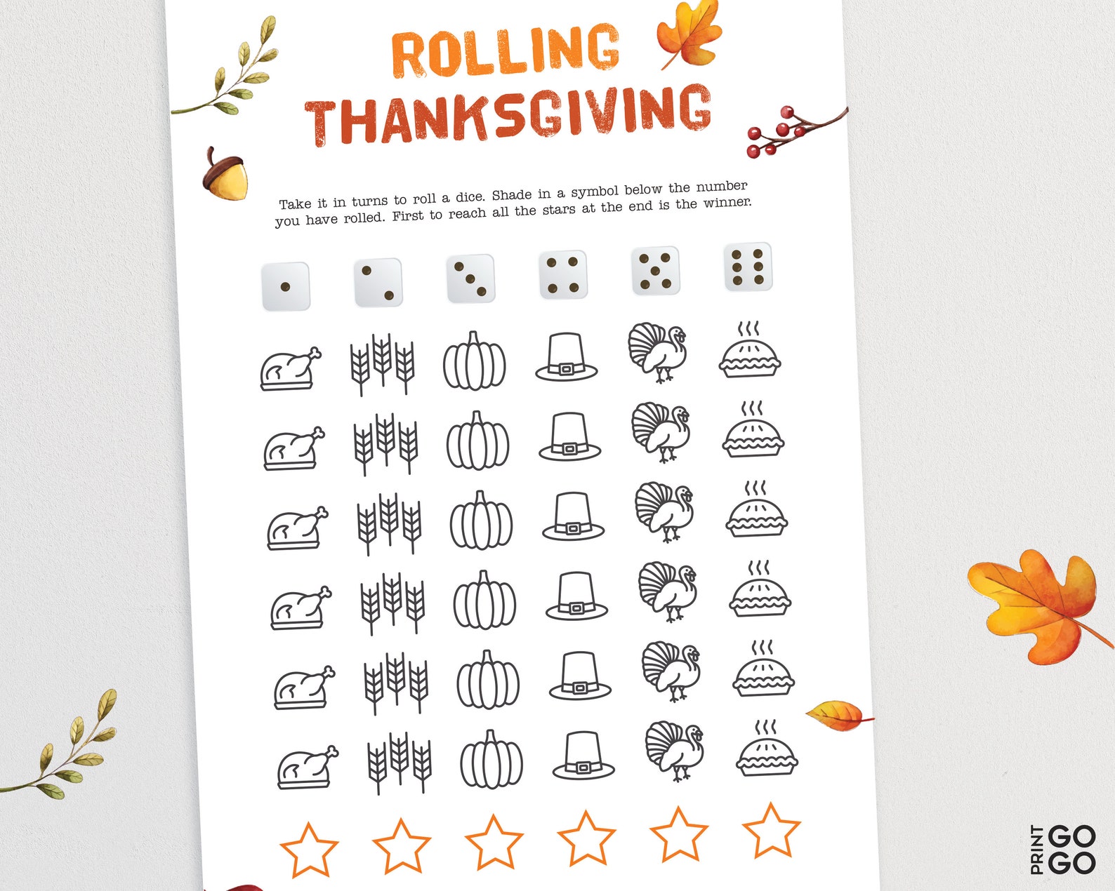 Rolling Thanksgiving Dice Game for Children Thanksgiving - Etsy