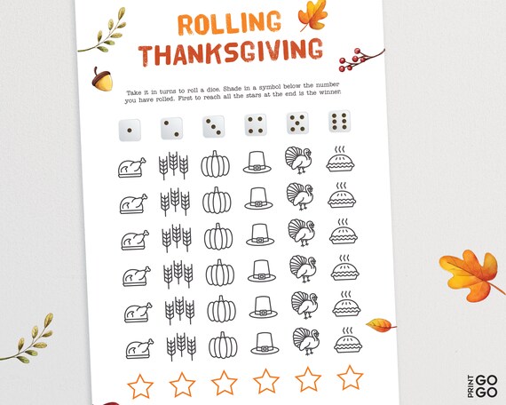 Rolling Thanksgiving Dice Game for Children Thanksgiving | Etsy