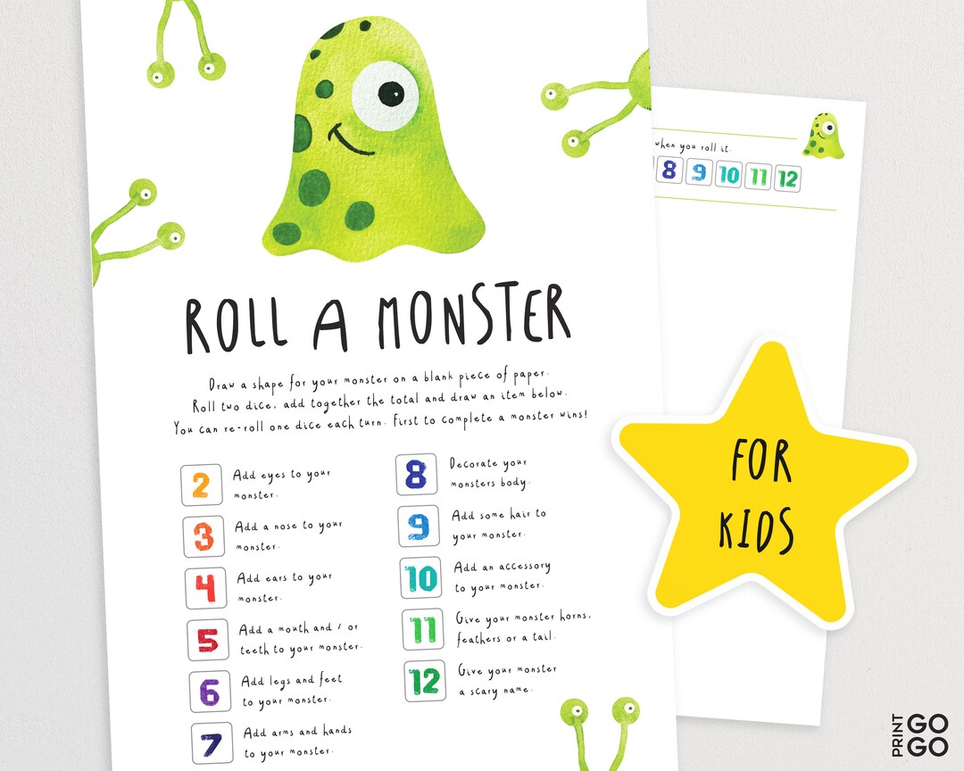 Halloween Roll A Monster Dice Game Halloween Printable Dice - Etsy