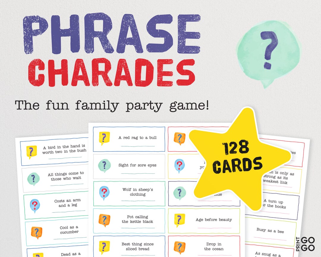 Phrase Charade Cards the Fun Family Party Game of Acting Out - Etsy