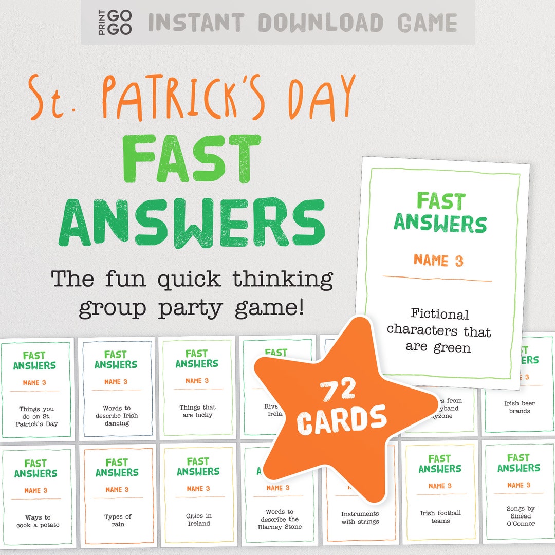 St. Patrick's Day Fast Answers Game - the Fun Quick Thinking Family ...