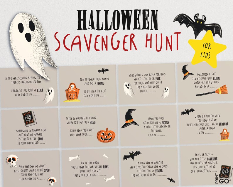 Halloween Scavenger Hunt Game for Kids Indoor Halloween - Etsy