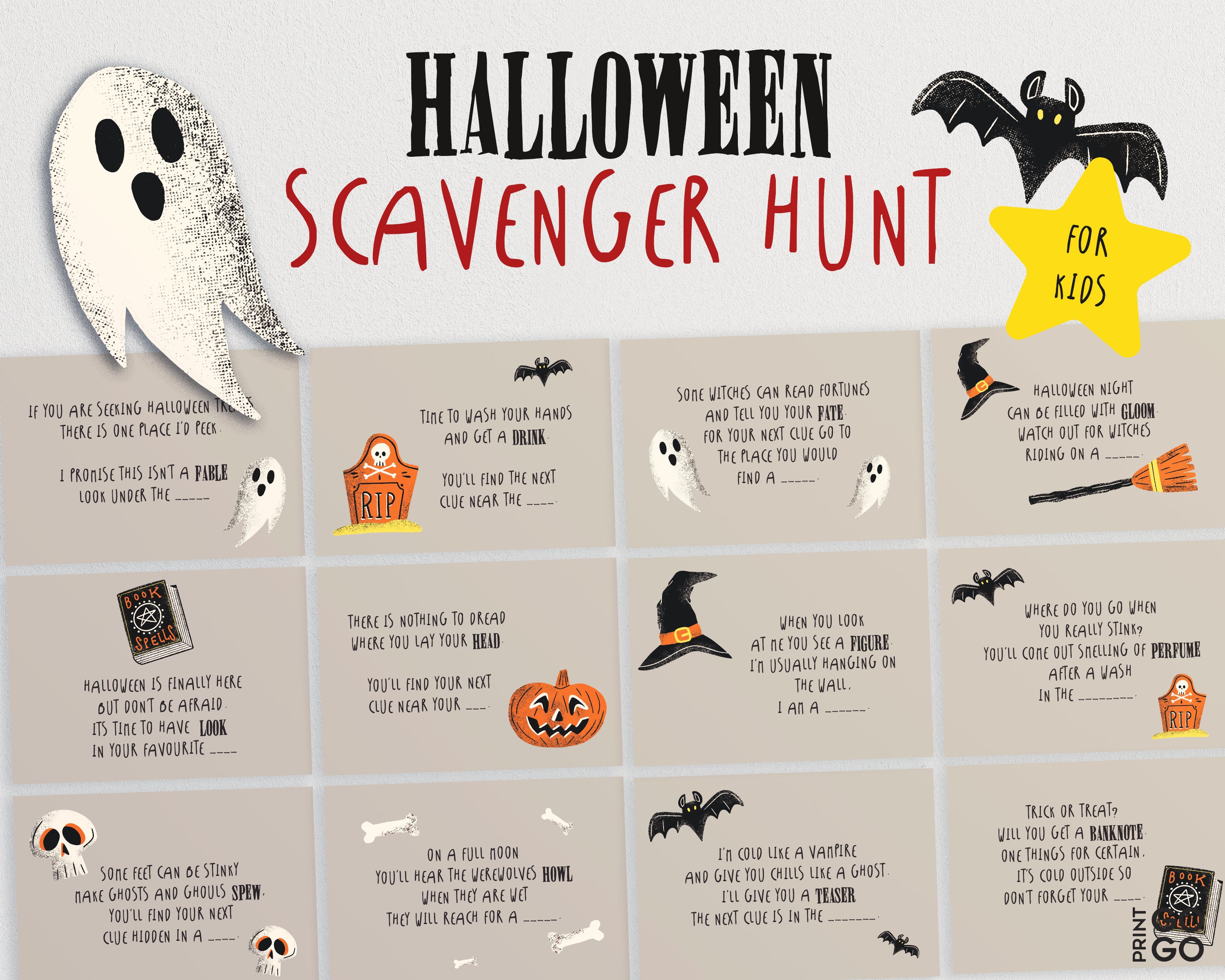 Halloween Scavenger Hunt Game for Kids Indoor Halloween - Etsy UK