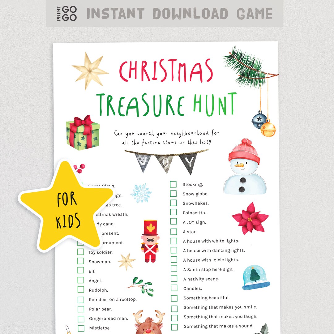 Christmas Treasure Hunt for Kids | Outdoor Scavenger Hunt Game ...