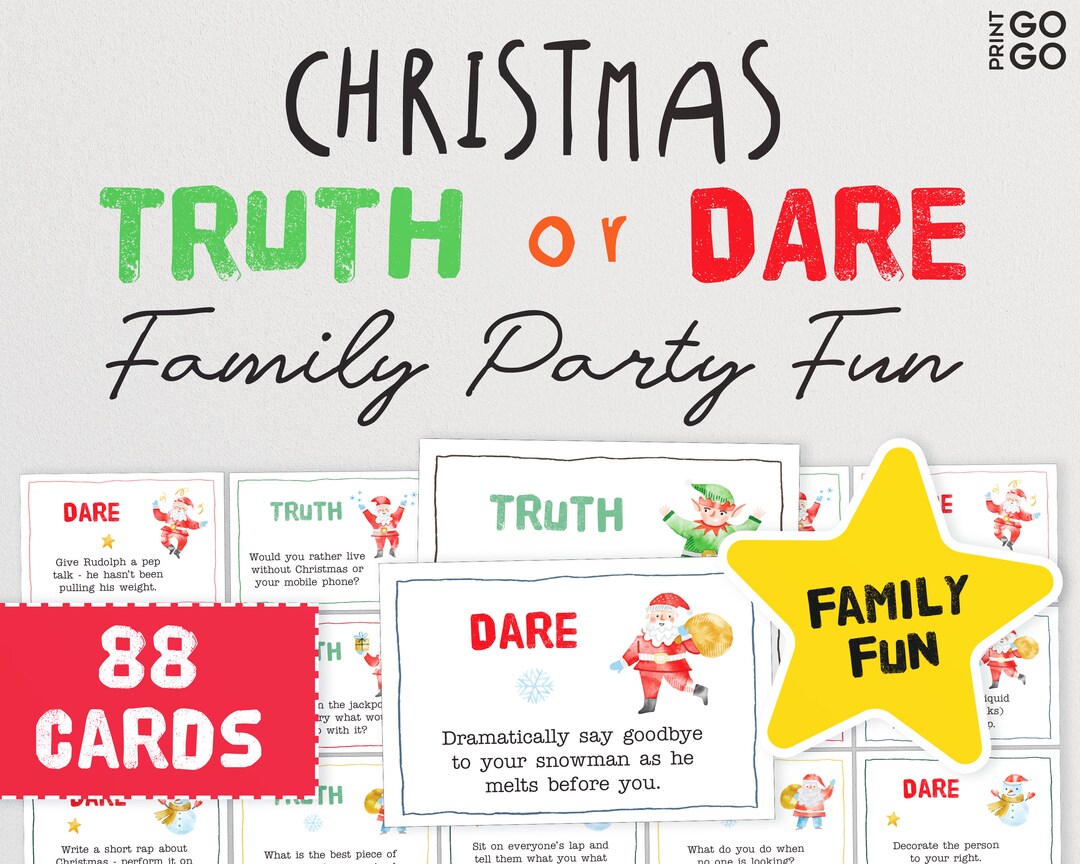 Christmas Truth or Dare Cards the Fun Holiday Party Game for - Etsy