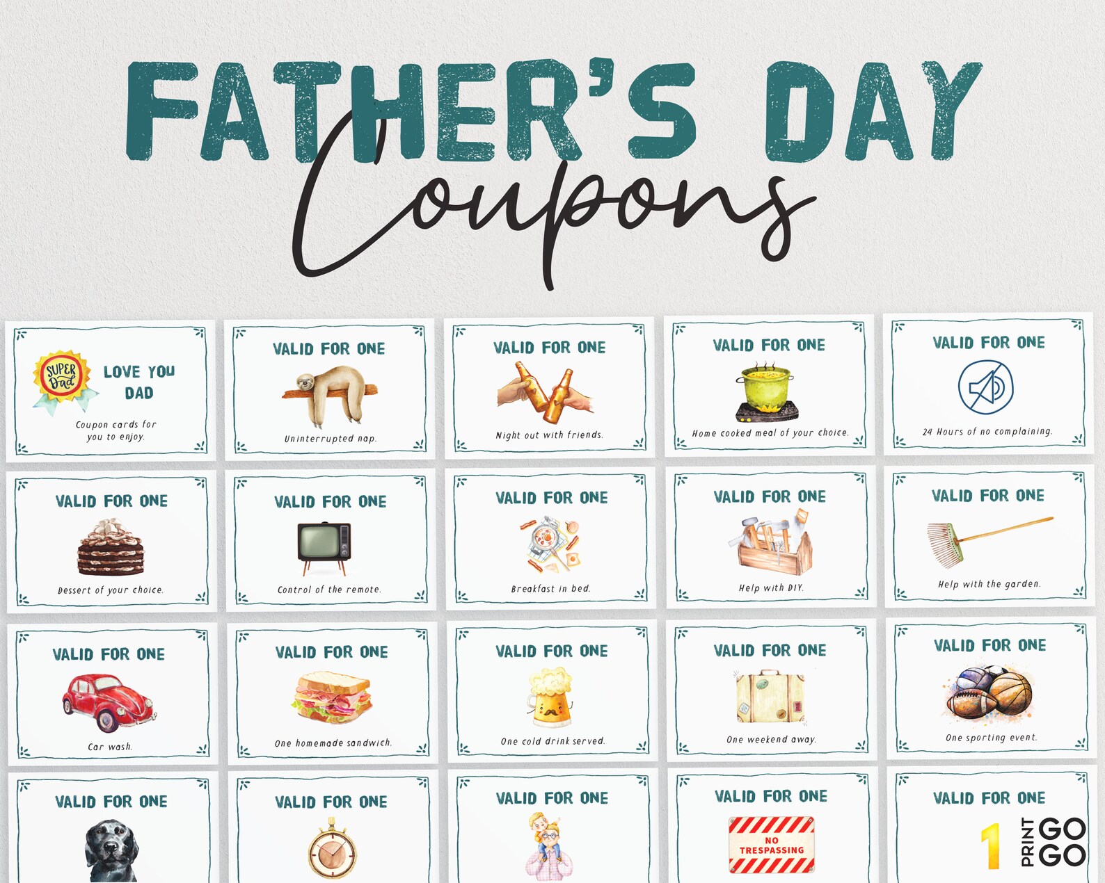 Father's Day Coupons Fathers Day Gift Coupon Activity | Etsy
