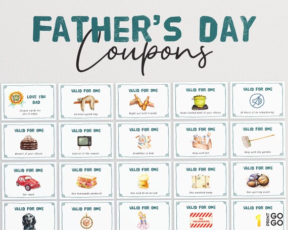 Father's Day Coupons Fathers Day Gift Coupon Activity | Etsy
