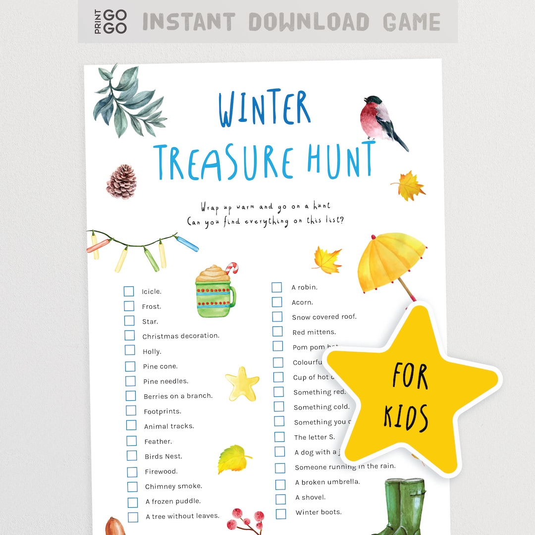 Winter Treasure Hunt for Kids | Outdoor Scavenger Hunt Game | Holiday ...