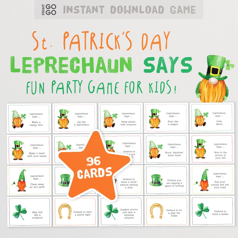 Leprechaun Says the Fun St. Patricks Day Party Game for Kids Printable ...