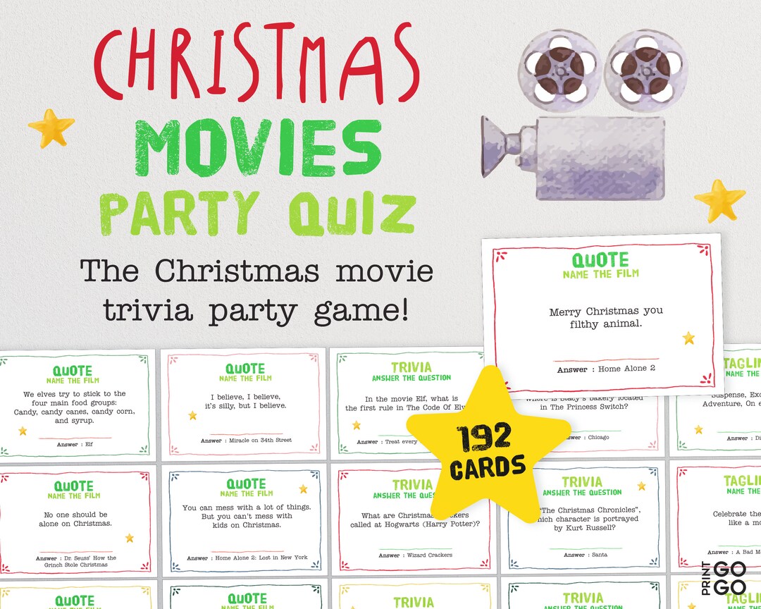 Christmas Movies Party Quiz the Fun Christmas Movie Trivia - Etsy