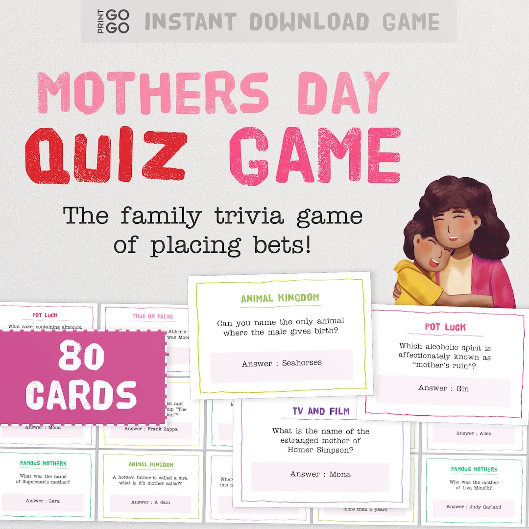 Mother's Day Quiz Game - the Fun Trivia Group Party Game of Placing ...