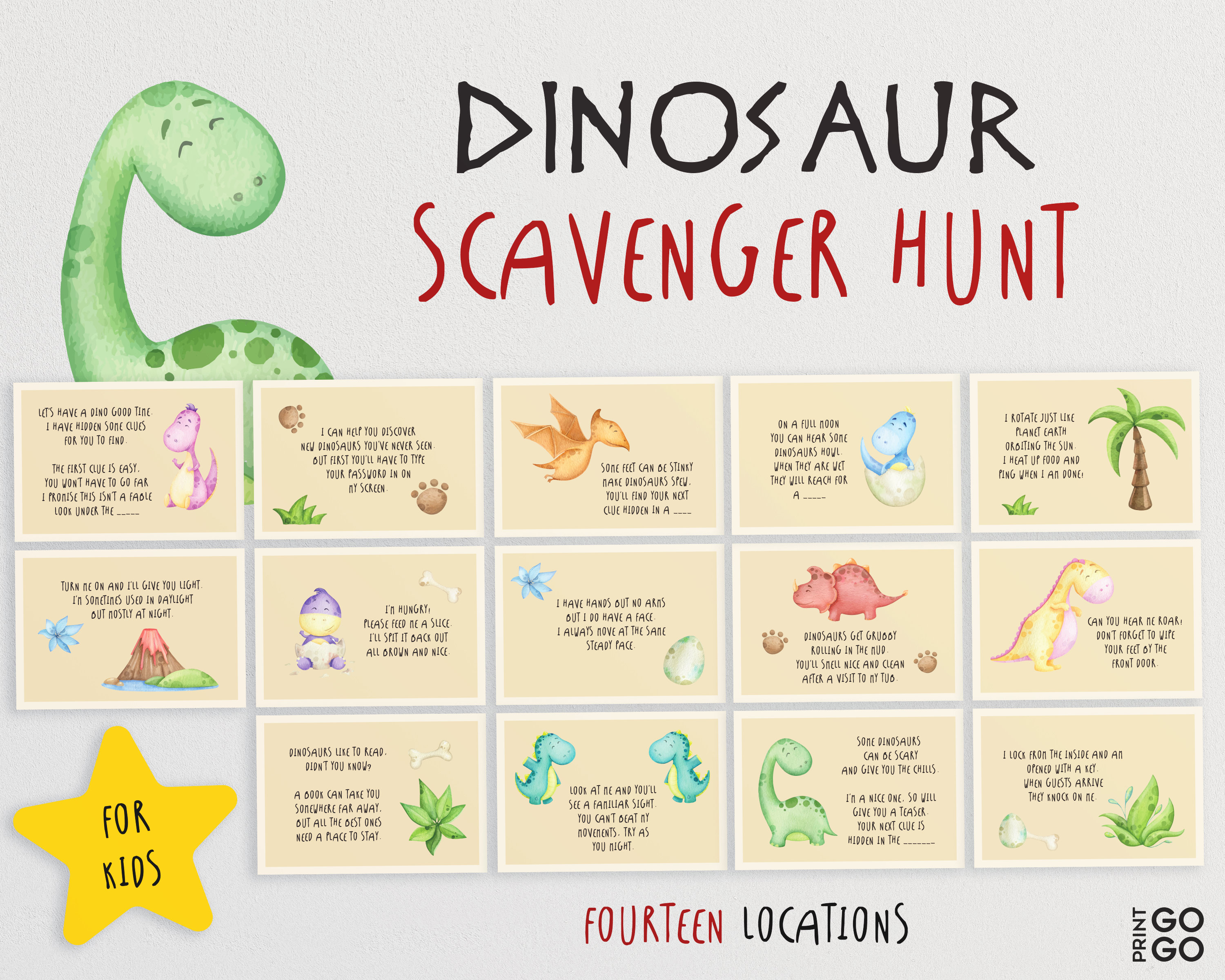 Dinosaur Scavenger Hunt for Kids Dinosaur Birthday Treasure - Etsy UK