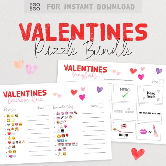 Valentine Puzzle Bundle Printable Pdf Puzzles To Print