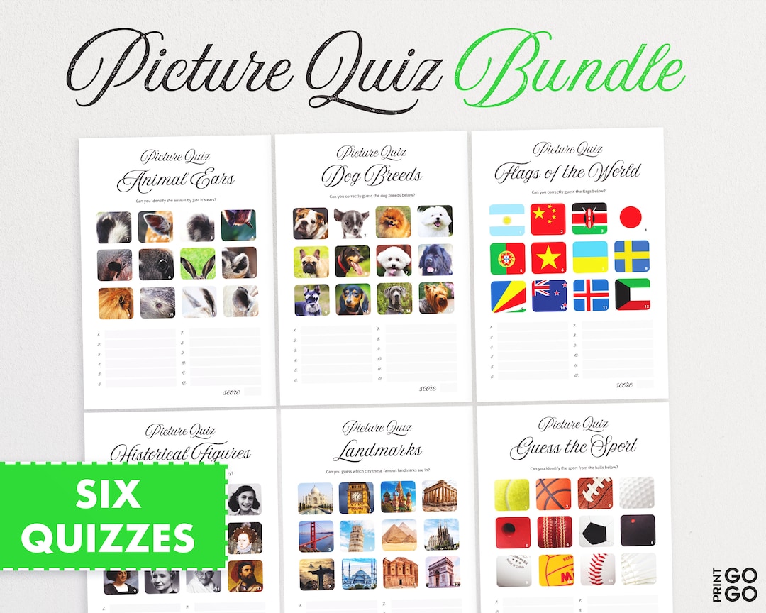 Picture Quiz Bundle Printable Brain Teaser Quizzers to Test - Etsy UK