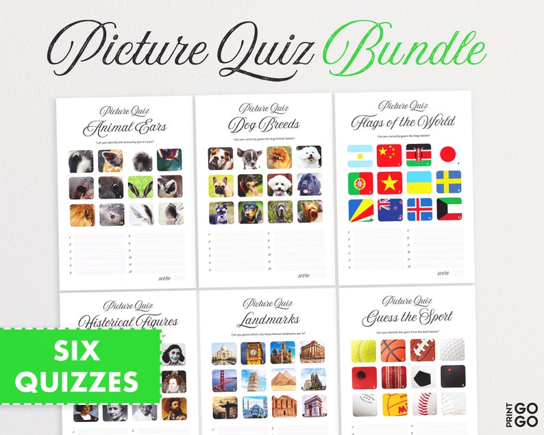 Picture Quiz Bundle Printable Brain Teaser Quizzers to Test - Etsy UK