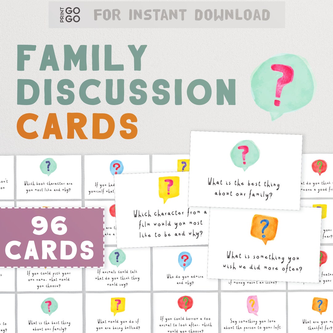 Family Discussion Cards - 96 Conversation Starters to Promote ...