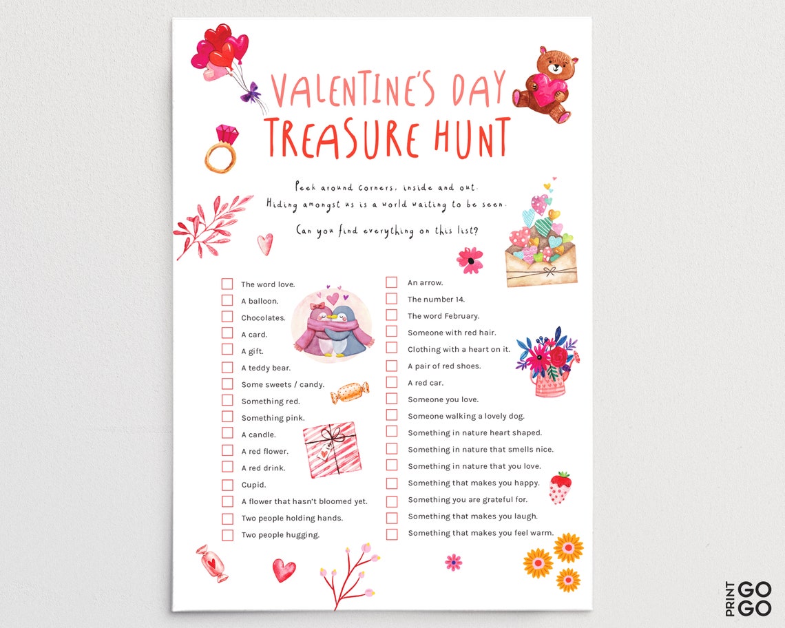 Valentine's Day Treasure Hunt for Kids Valentine - Etsy