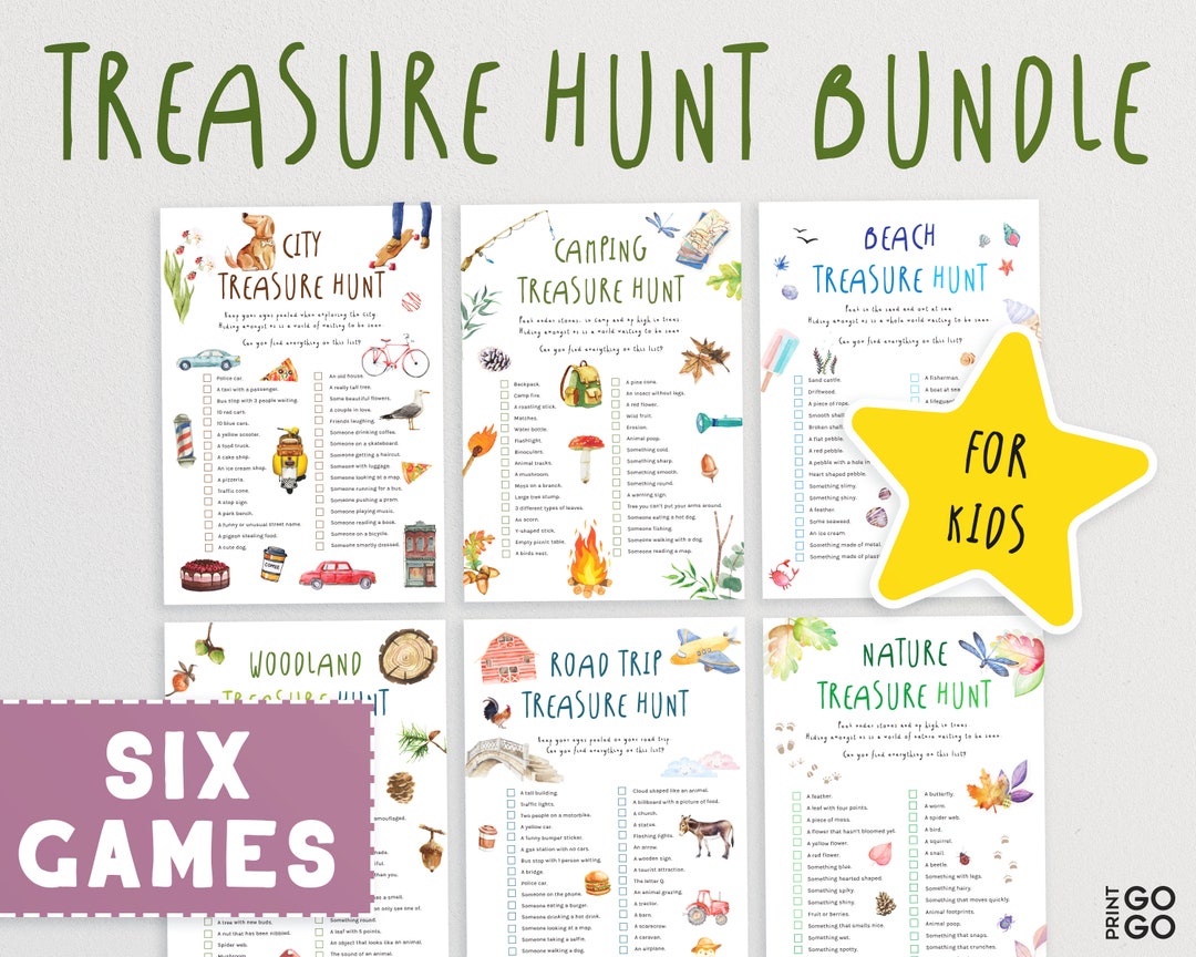 Treasure Hunt Bundle for Kids Six Outdoor Scavenger Hunt - Etsy