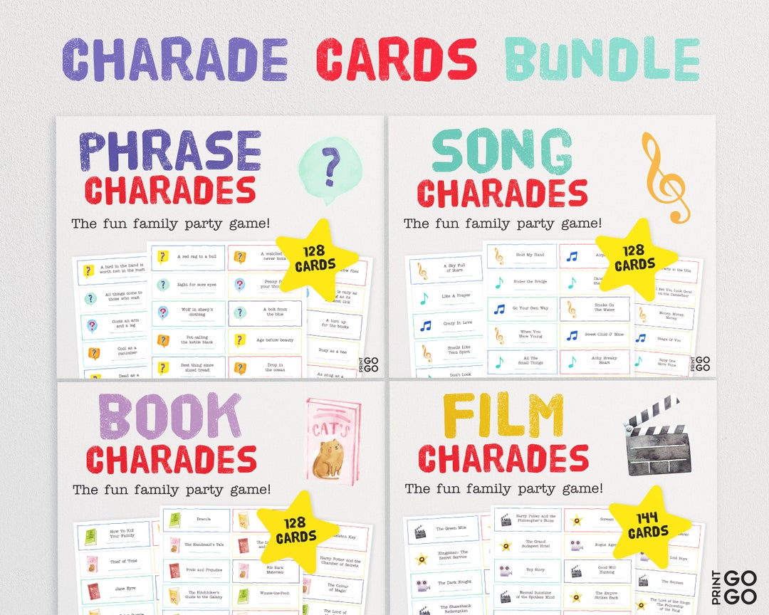 Charades Card Bundle the Fun Family Party Game of Acting Out - Etsy