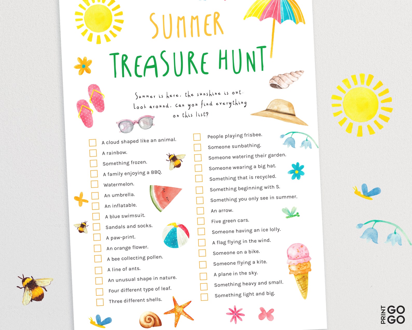 Summer Treasure Hunt for Kids Outdoor Scavenger Hunt Game | Etsy